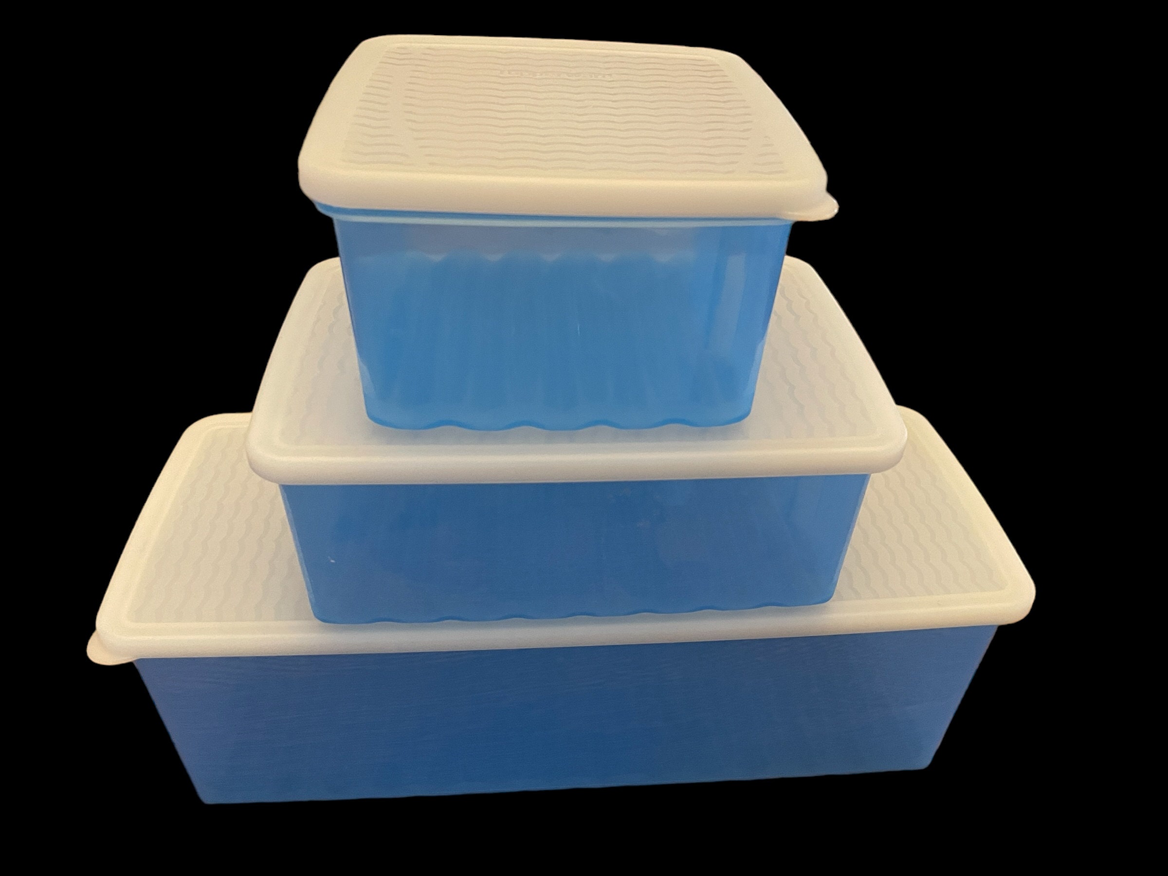 Set of 3 Blue Tupperware Fridgesmart Produce Rectangular Fruit and ...