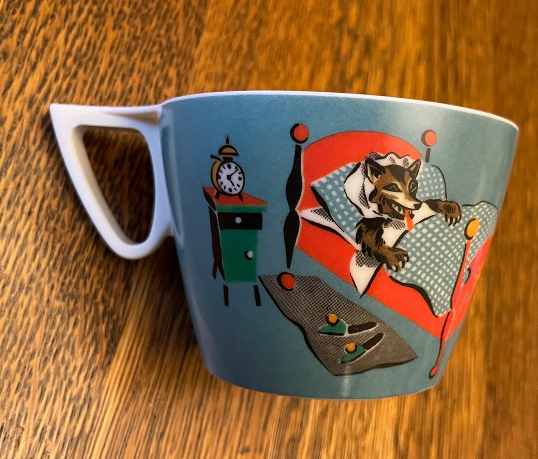 Vintage Plastic Childrens Mug Cup, Little Red Riding Hood...wolf Granny ...