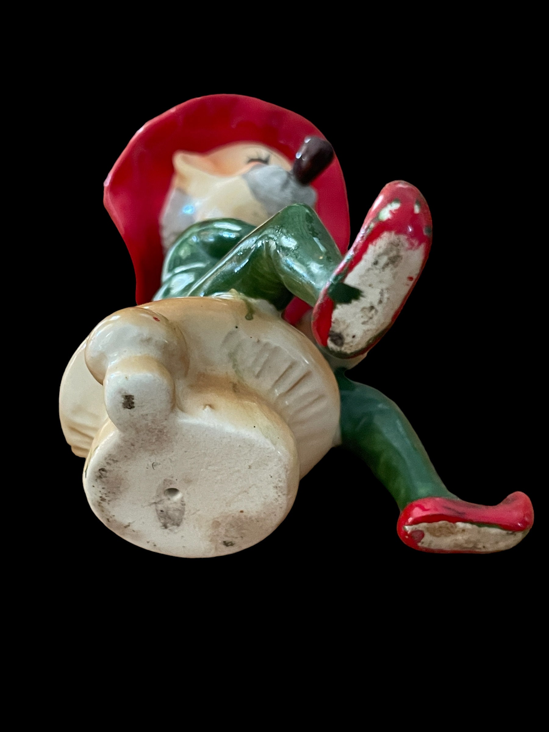 Vintage Ceramic Hillbilly Elf Pixie Sitting on Mushroom - Etsy