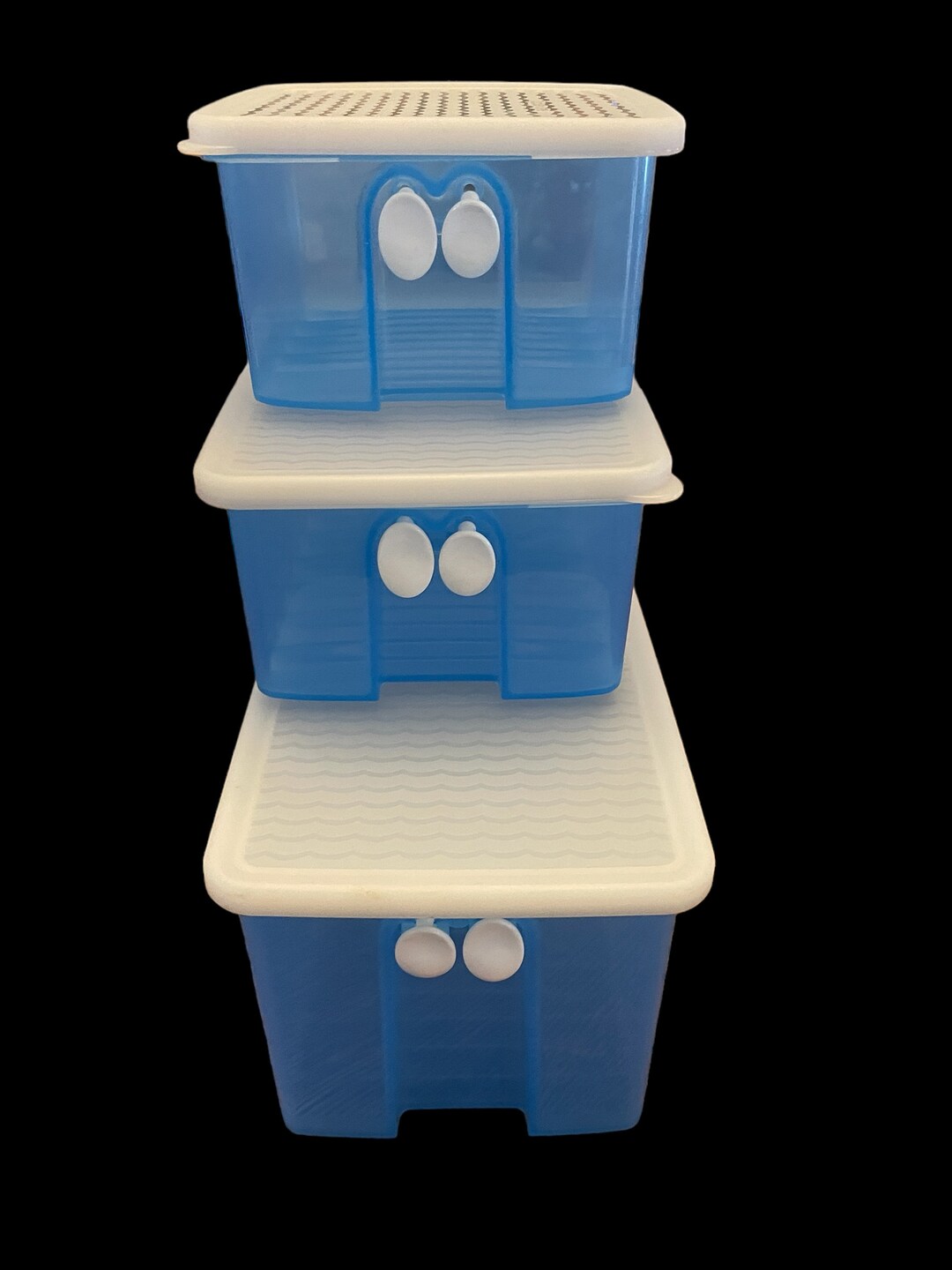 Set of 3 Blue Tupperware Fridgesmart Produce Rectangular Fruit and ...