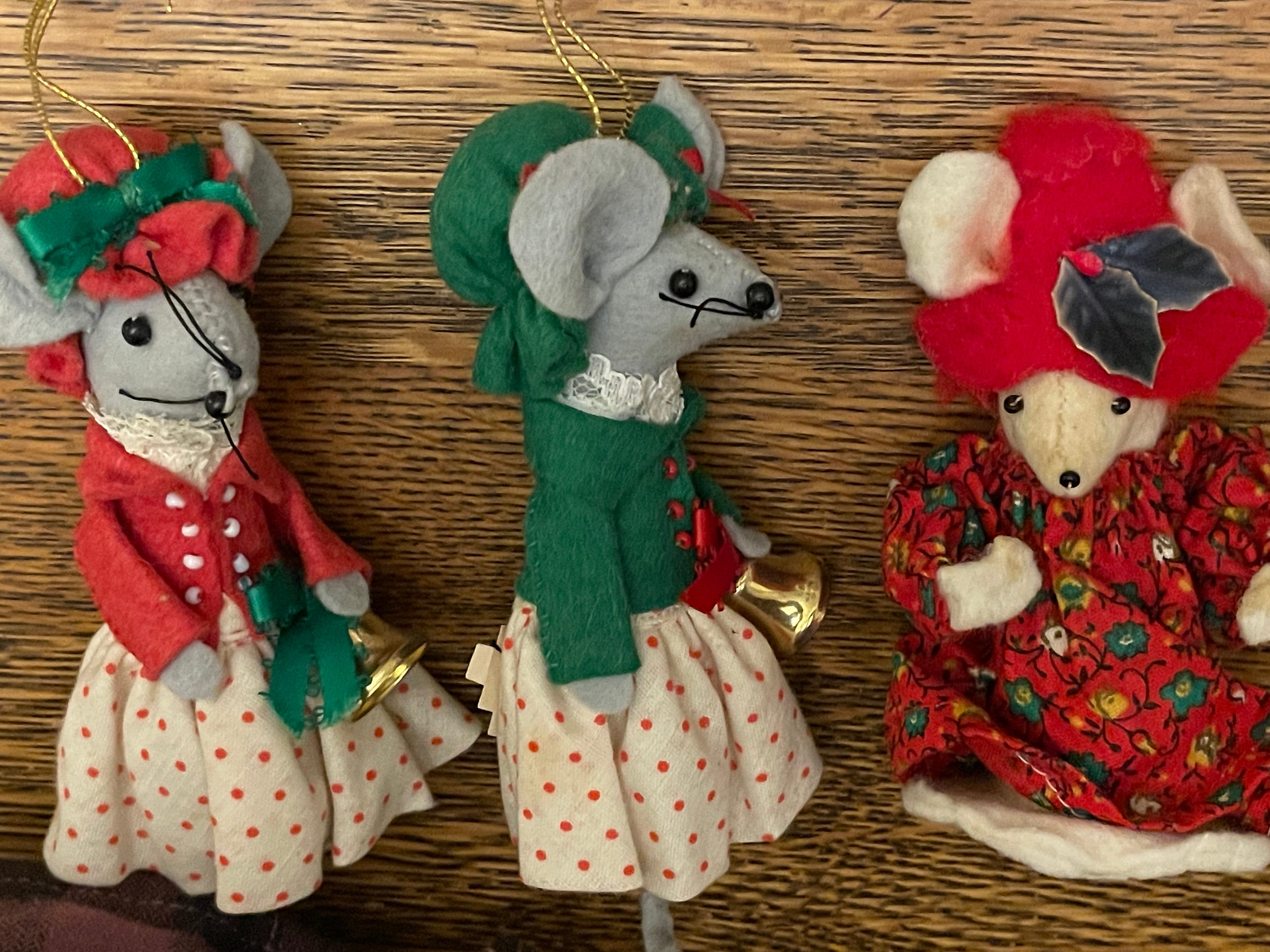 Set of 3 Vintage Felt & Fabric Mice Mouse Bell Ringer - Etsy
