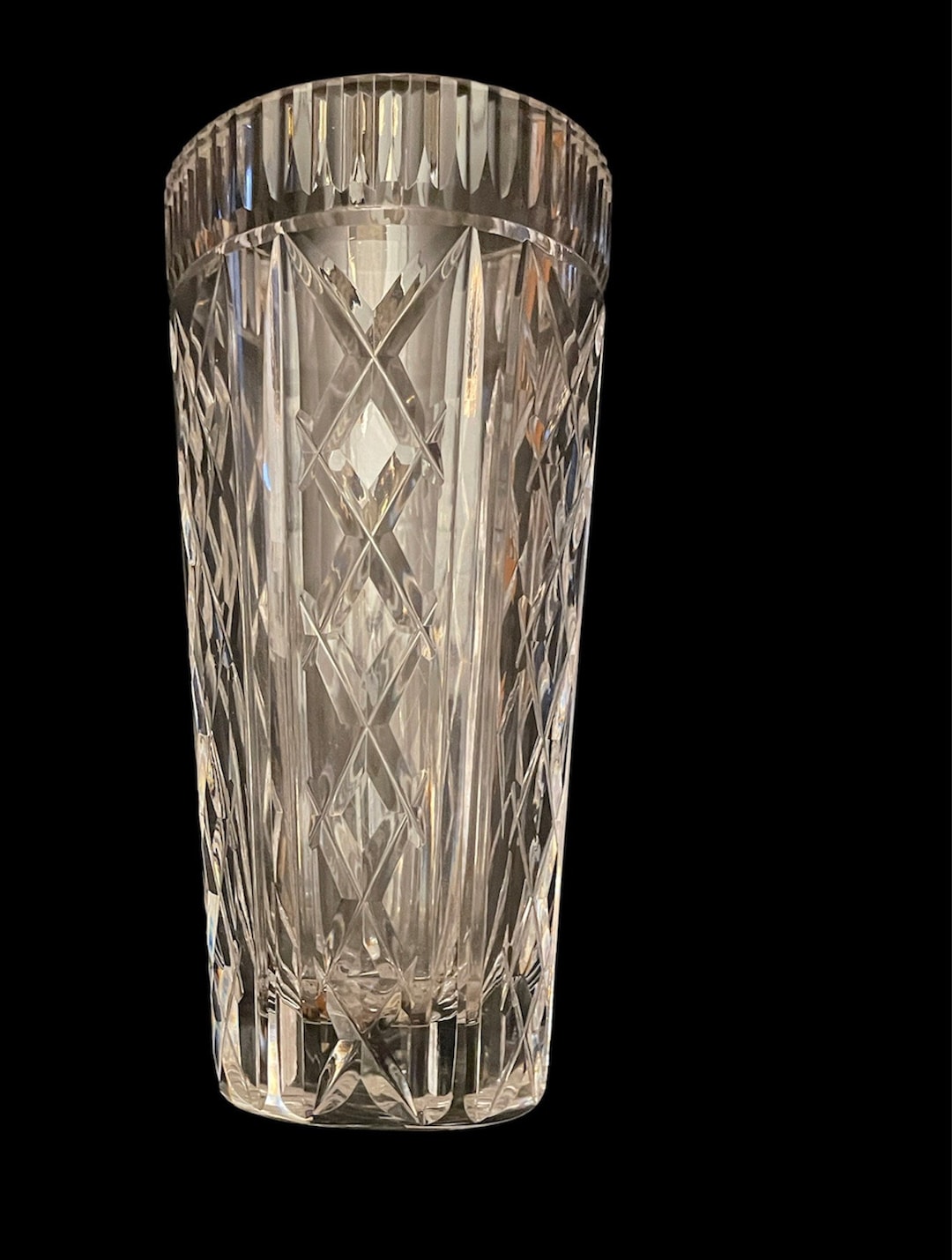 Waterford Cut Crystal Gothic Etching Vertical Diamond Cut Vase, 8" Tall ...