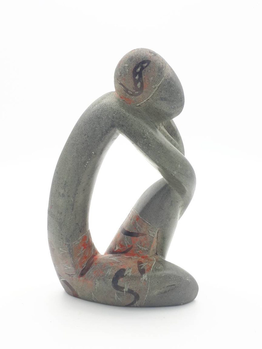 Thinking Man Soapstone Sculpture / Hand Carved / Thinking Women ...