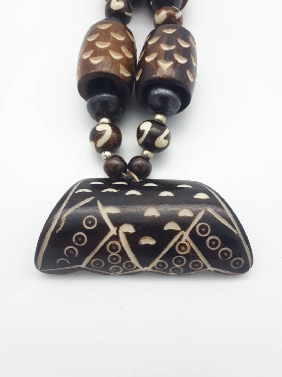 African Batik Bone Necklace // Mudcloth Necklace // Bovine Bone // Hand ...