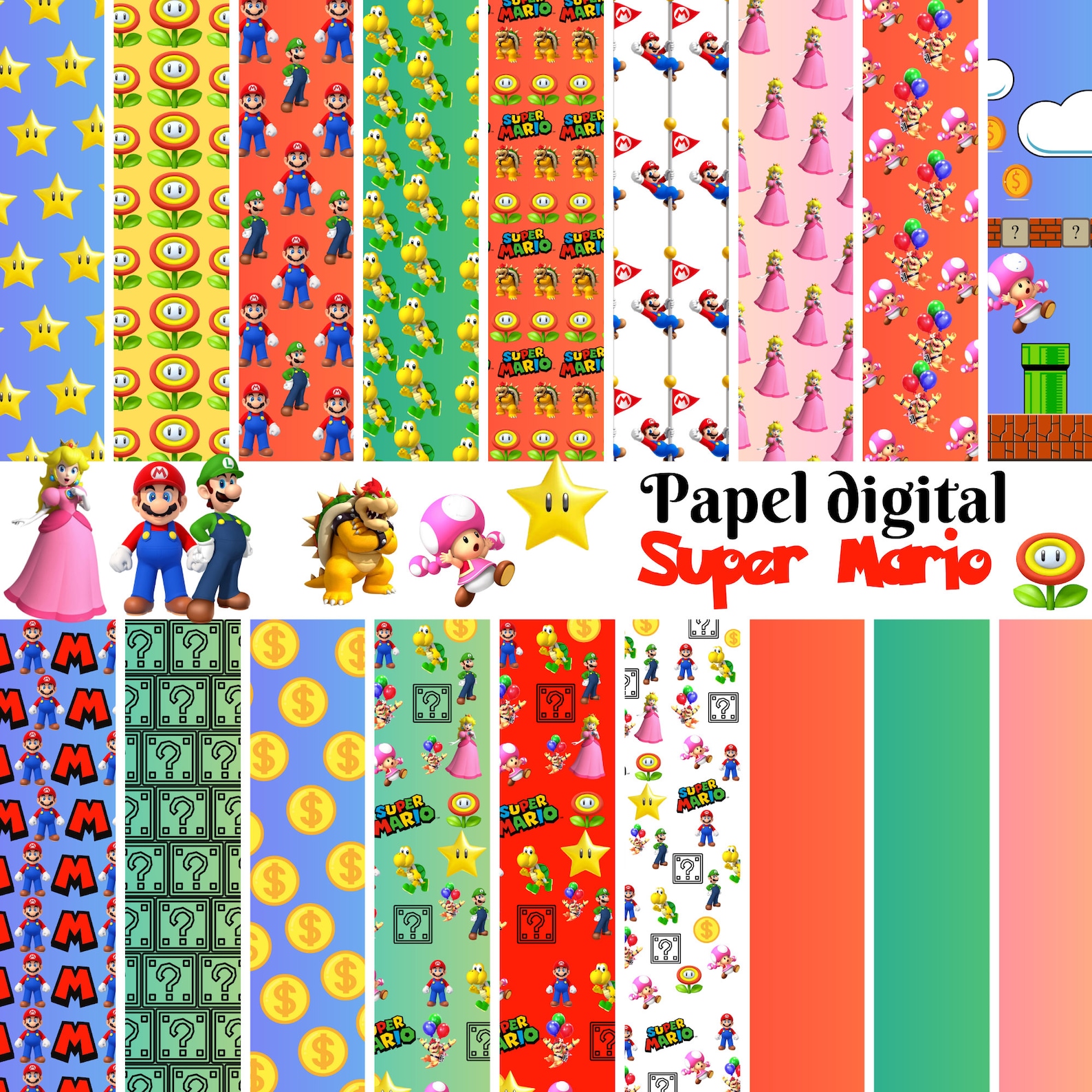 Papel Digital De Mario, Mario Papel Digital, Digital Paper De Crafs ...