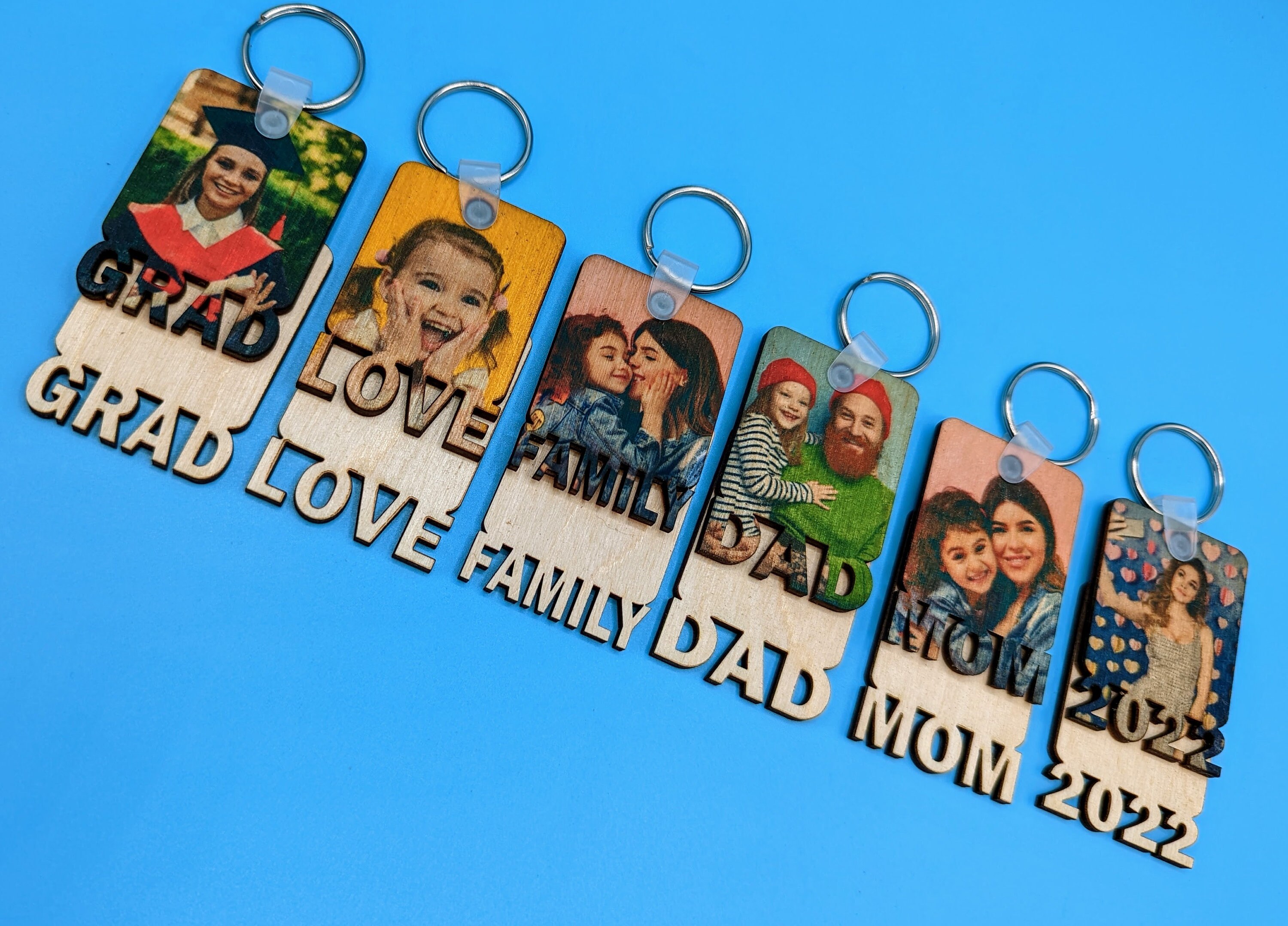 10-pack Polymerized Wood Sublimation Keychain Blanks Mom Dad Grad 2022 ...