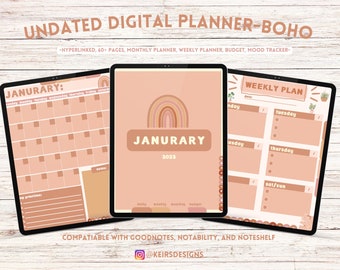 Printable Rainbow Boho Undated Planner DIGITAL DOWNLOAD 42 - Etsy