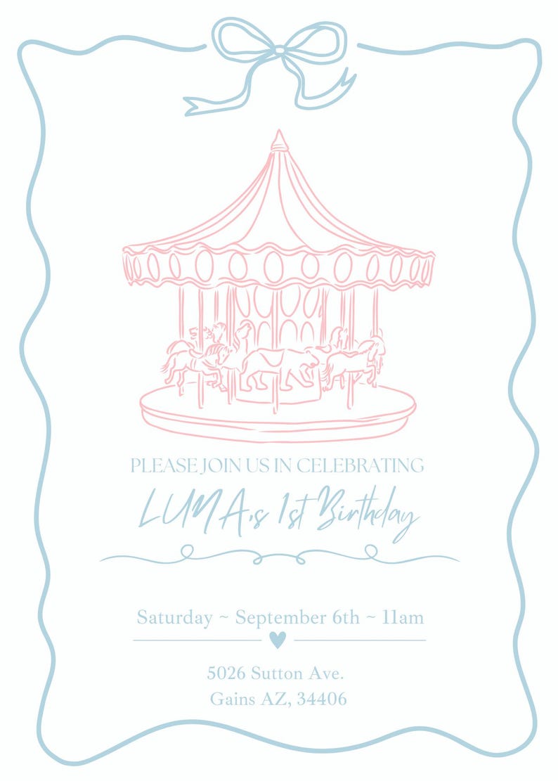 Carousel Birthday Invitation - Etsy