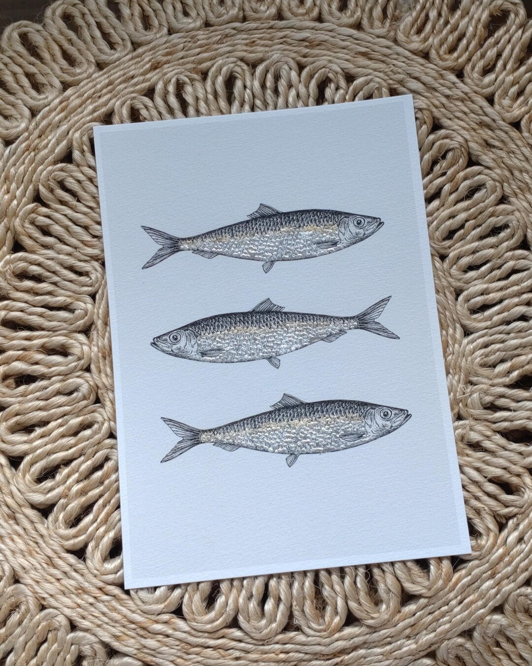 Metallic Gilded Herring Trio Art Print, A5, UNFRAMED. - Etsy