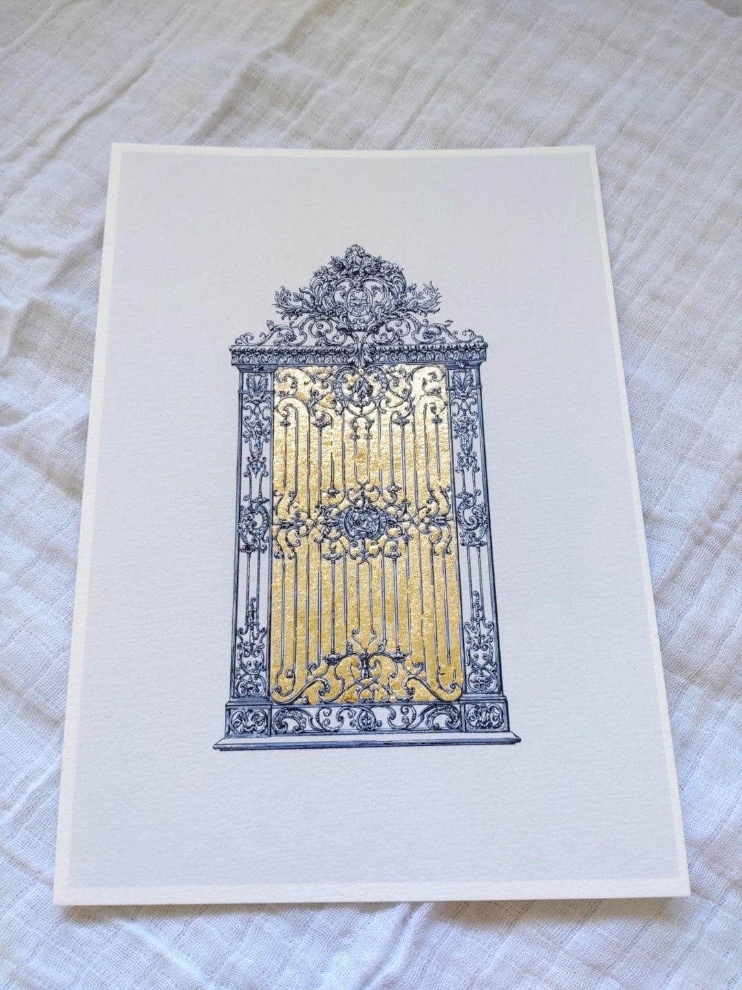 Ostium II Gilded Gate Art Print, A5, Unframed. // Ornate Gold Gate Wall ...