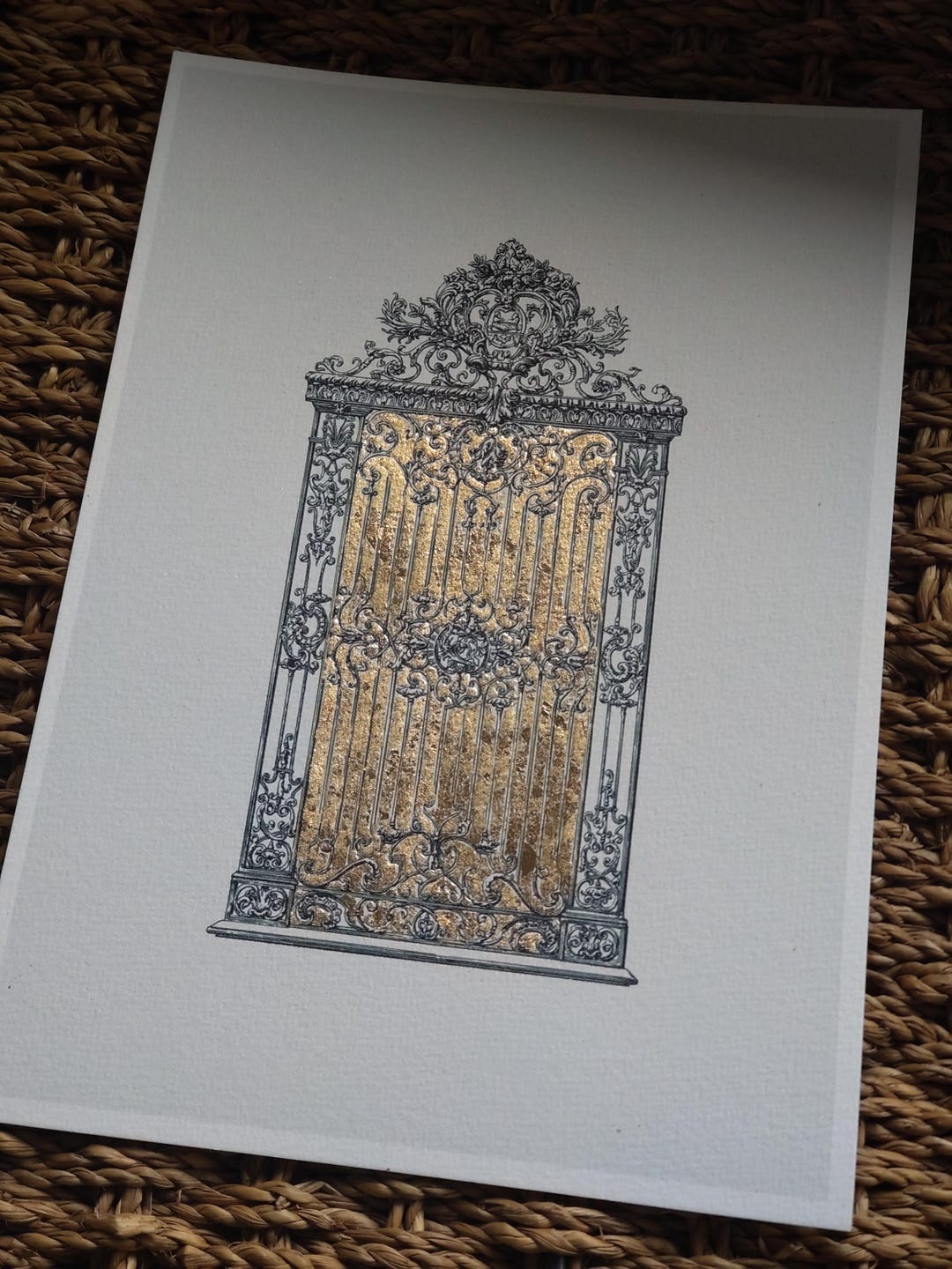 Ostium II Gilded Gate Art Print, A5, Unframed. // Ornate Gold Gate Wall ...