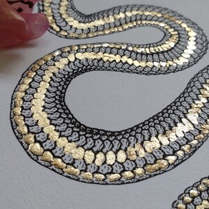 A4 Animalia Black and Gold Snake Art Print UNFRAMED. // - Etsy