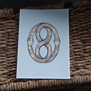 Golden Ouroboros Snake Art Print, A5, Unframed. // Mystical Wall Art ...