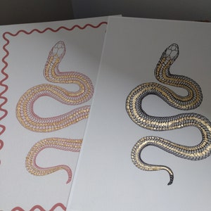 A4 Animalia Black and Gold Snake Art Print, UNFRAMED. - Etsy