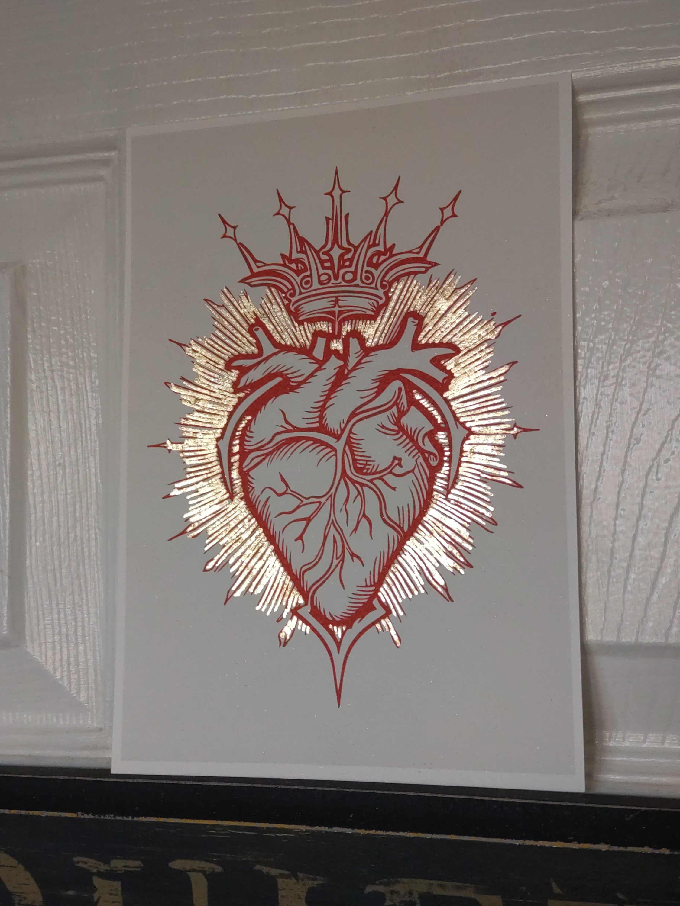 Ex Voto Sacred Heart Gilded Art Print, A5, UNFRAMED. // Valentine's ...