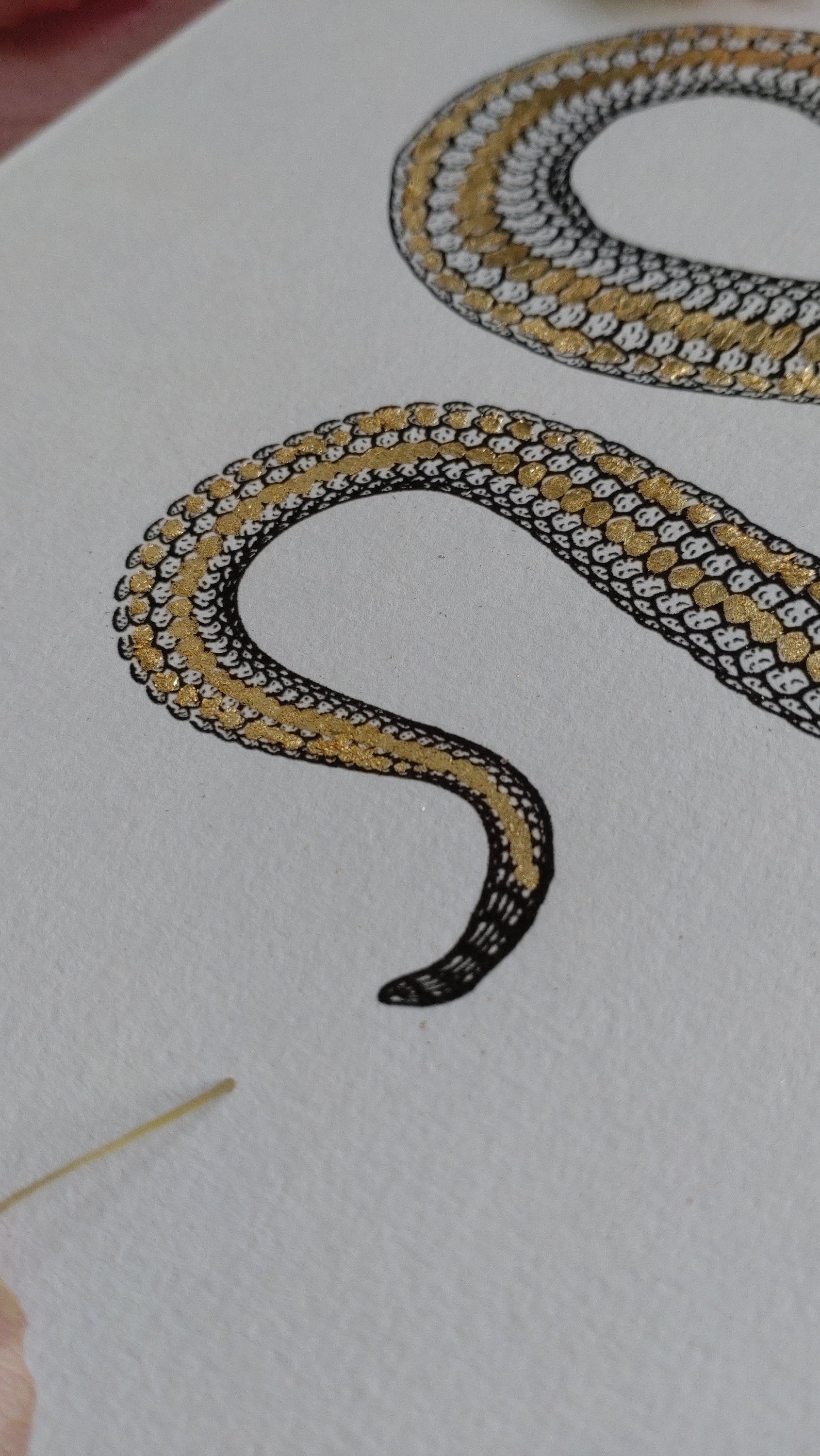 A4 Animalia Black and Gold Snake Art Print UNFRAMED. // - Etsy