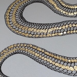 A4 Animalia Black and Gold Snake Art Print, UNFRAMED. - Etsy