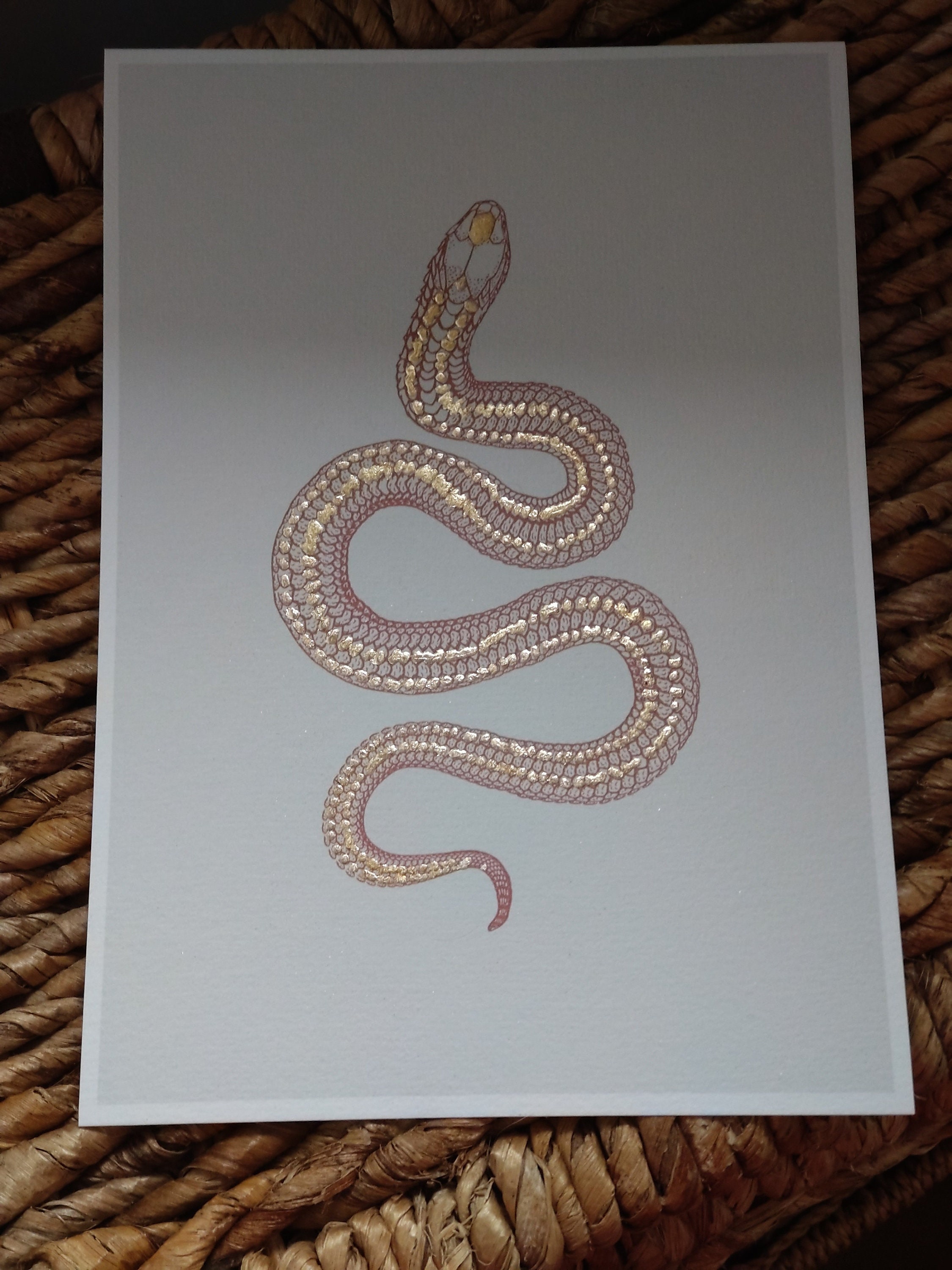 Animalia Red Gilded Snake Art Print, A5, UNFRAMED // Nature Wall Art ...