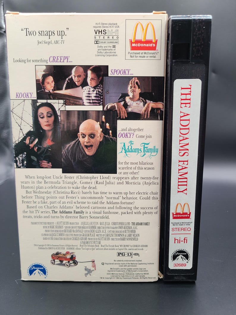 The Addams Family VHS 1991 Mcdonald’s Exclusive Classic Movie Film ...