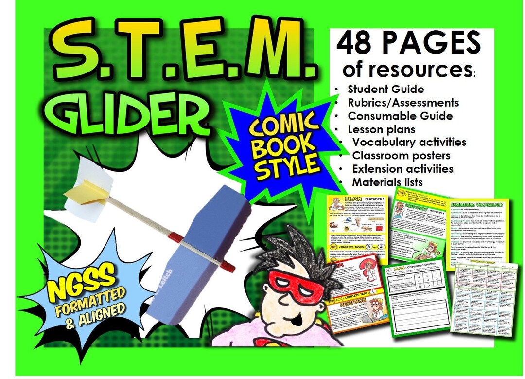STEM Glider Gr 3/4 Comic Book Style: Elementary Activity Math Science ...