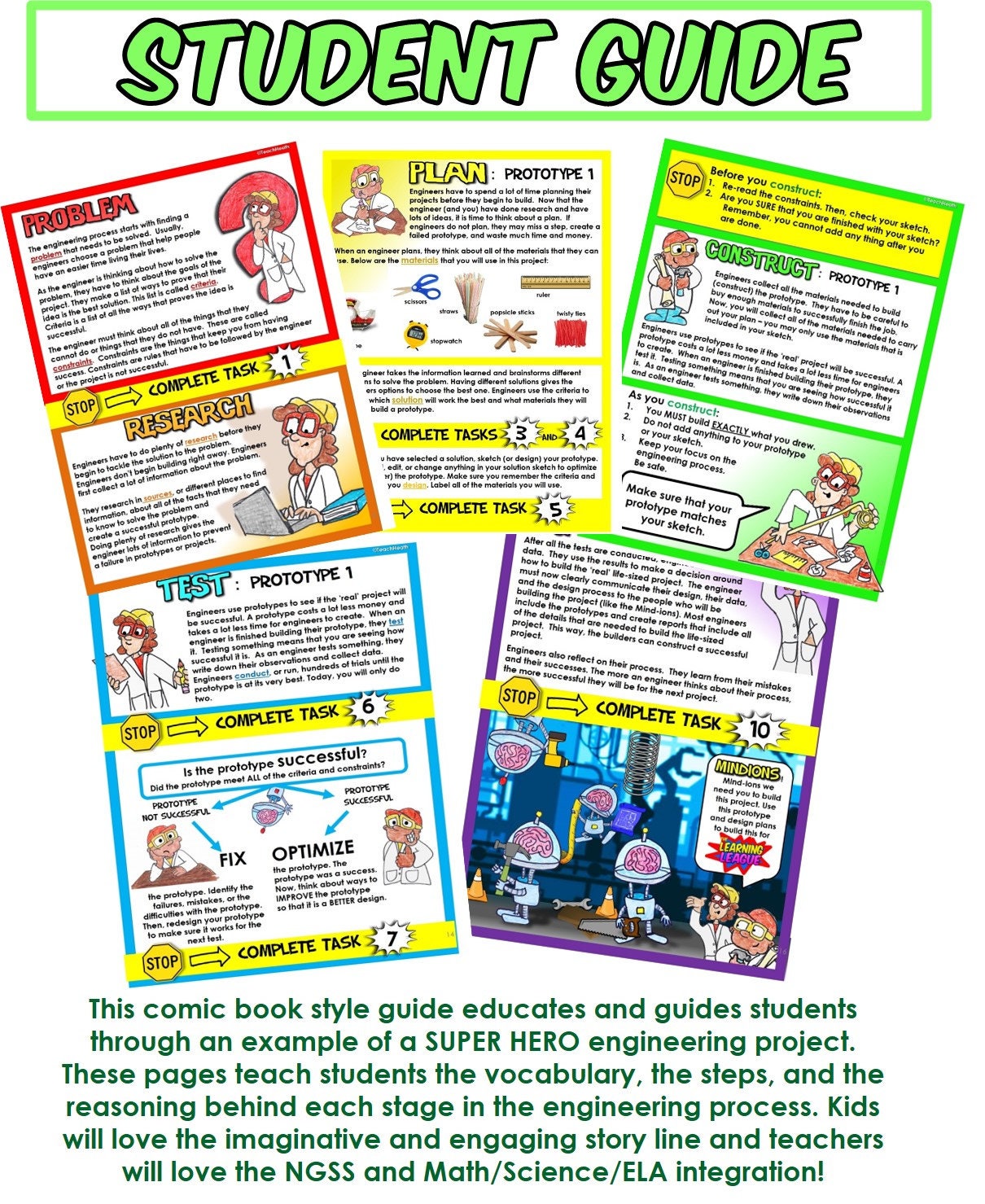 STEM Egg Drop Parachute for Gr 5/6 Comic Book Style: Elementary ...