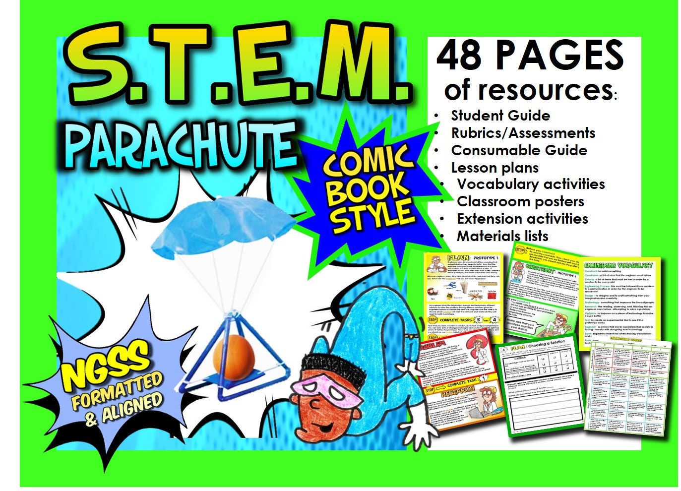 STEM Egg Drop Parachute for Gr 5/6 Comic Book Style: Elementary ...