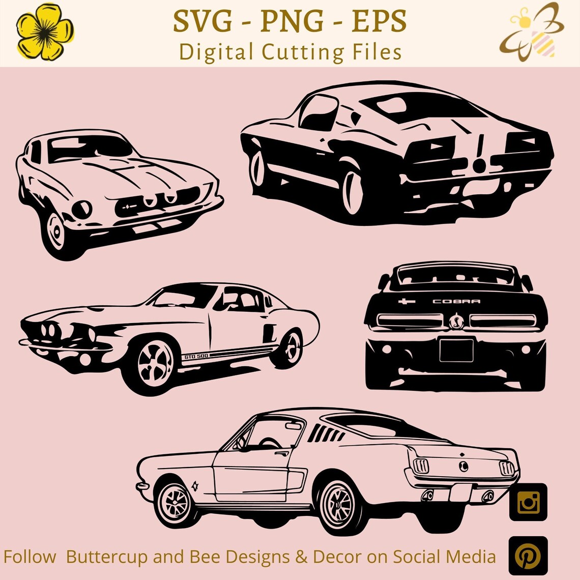 Ford Mustang SVG Shelby GT Svg Shelby Cobra SVG Muscle Car Cutting ...