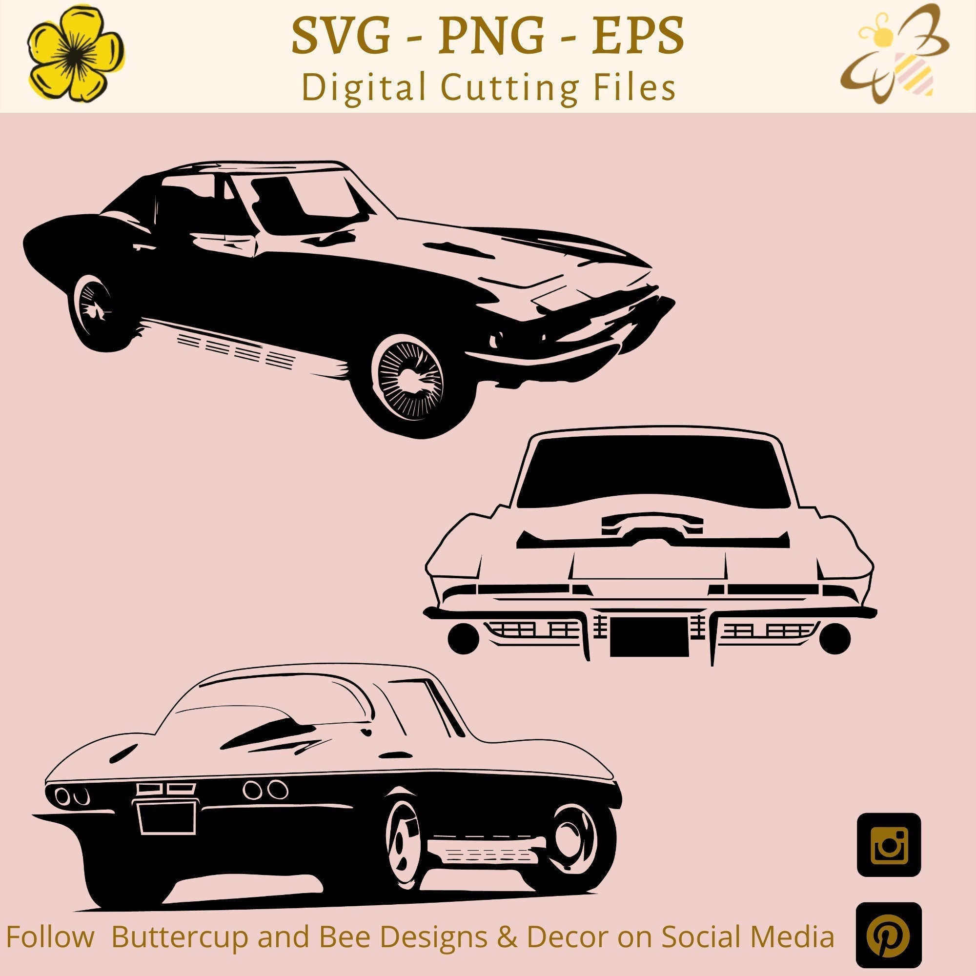 Corvette SVG Muscle Car Classic Car Cutting Files - Etsy