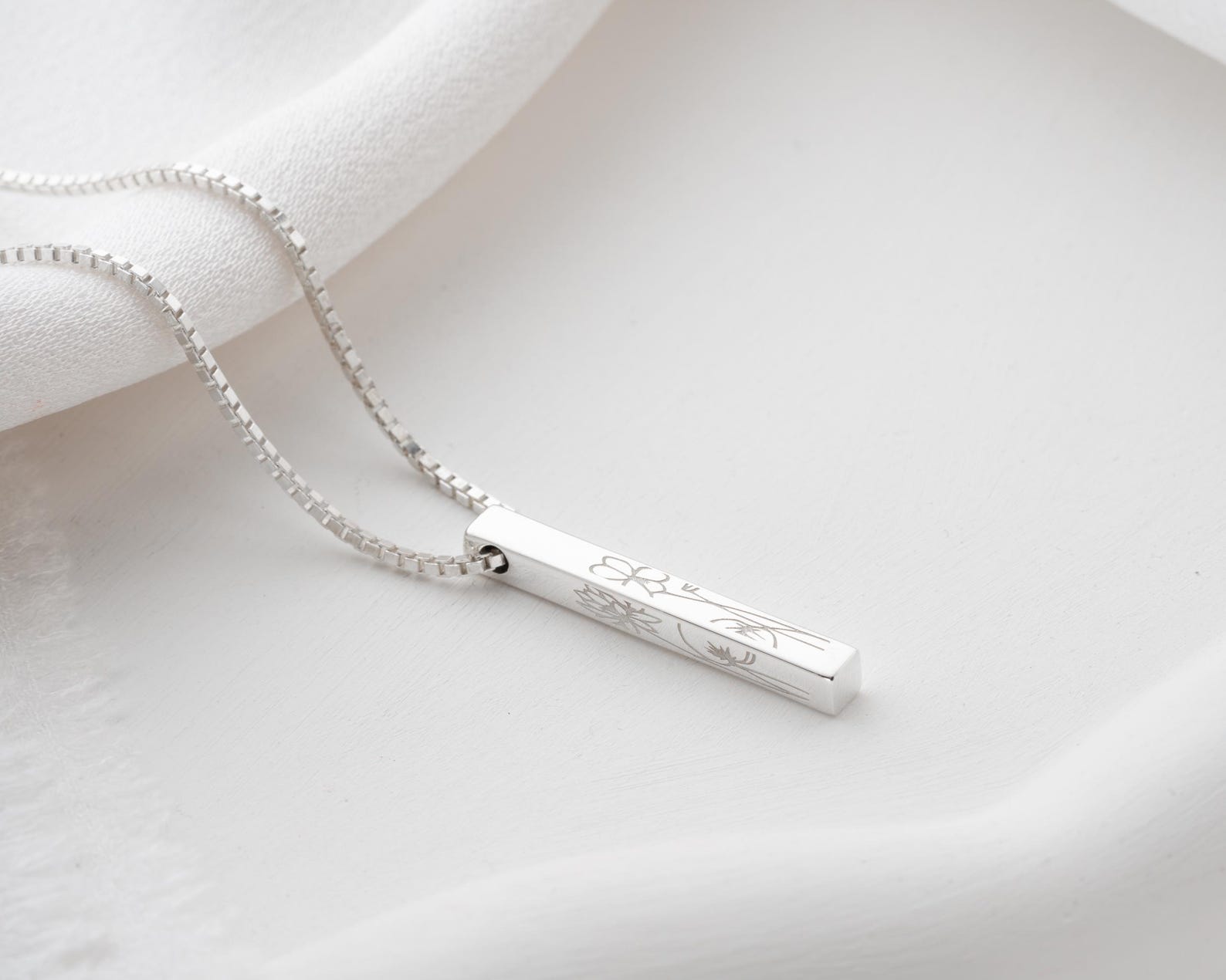 Personalized Name Bar Necklace, 4 Sided Vertical Bar, Engraved Birth ...