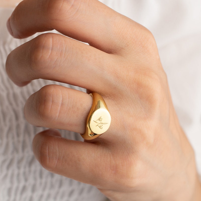 Wildflower Signet Ring - Etsy