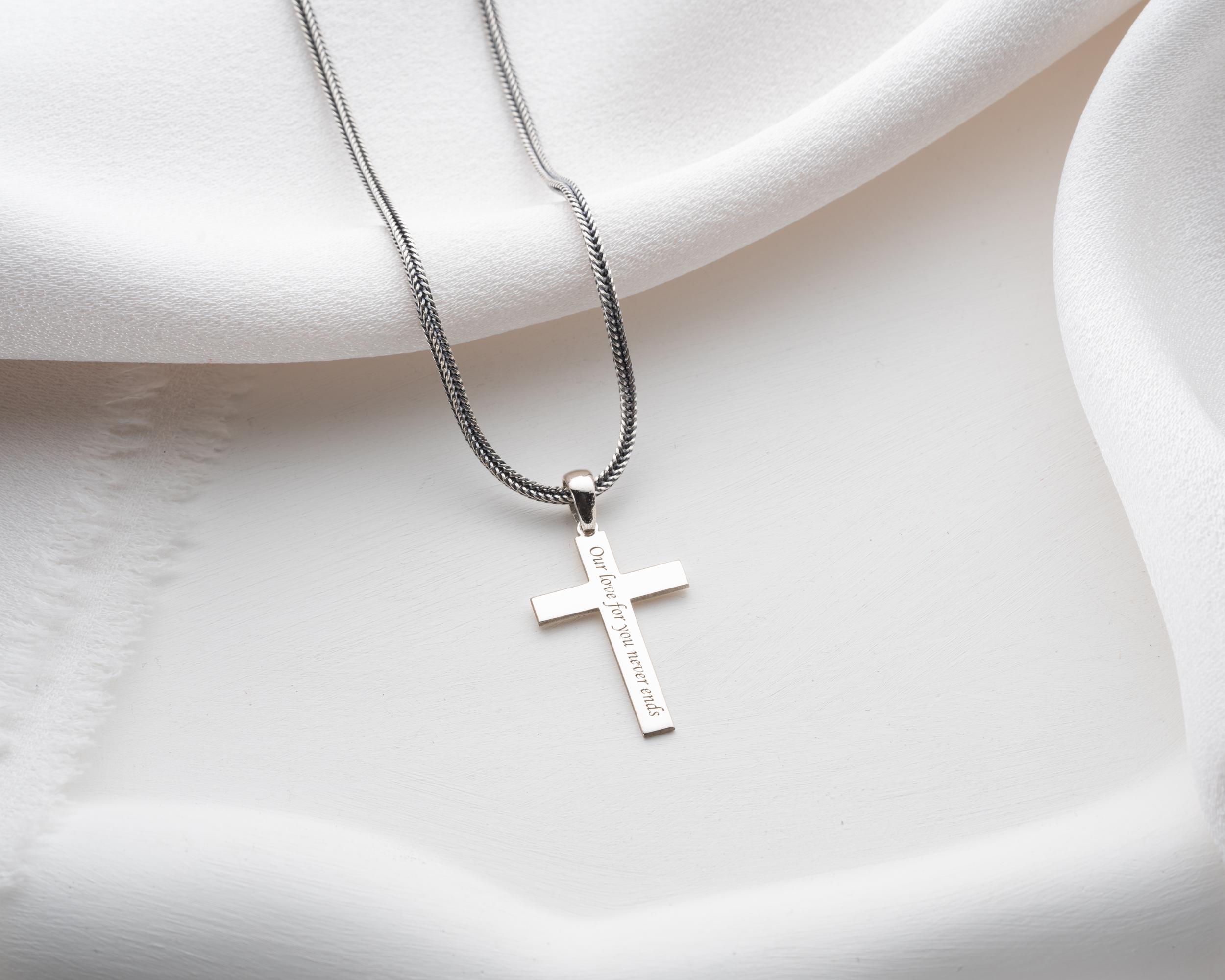 Personalized Silver Cross Necklace- Custom Name Engraved Faith Pendant ...