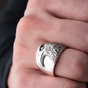 Sterling Silver Eagle Ring: Wild Animal Signet Ring for Men - Etsy