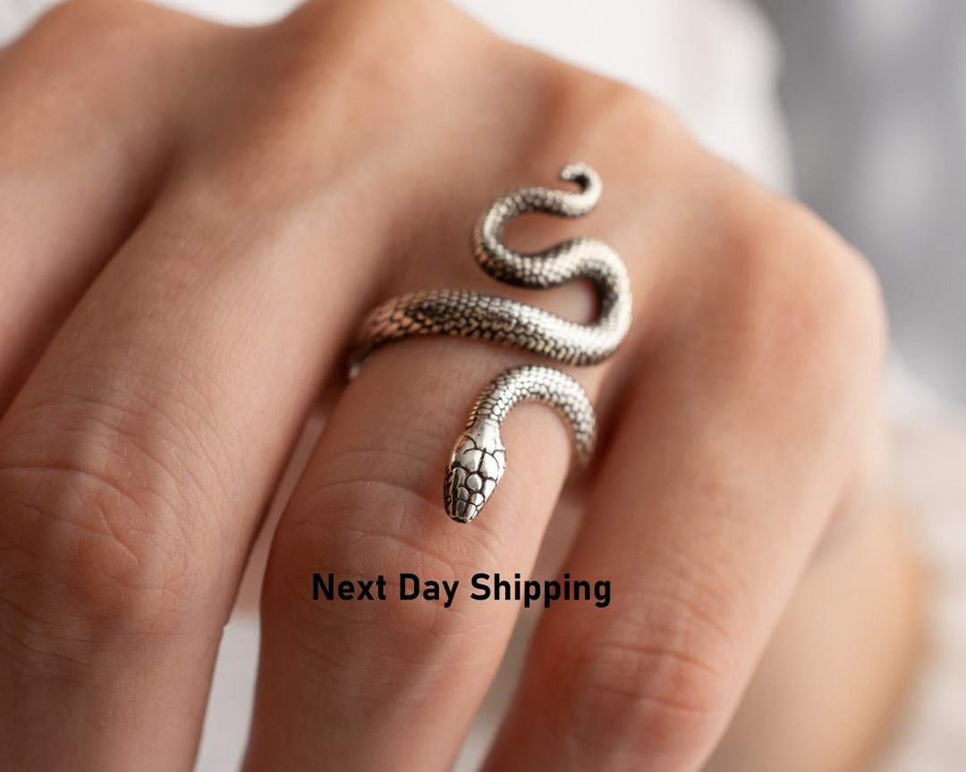 Silver Snake Ring, Adjustable Snake Ring, Rose Gold Snake Ring, Silver ...