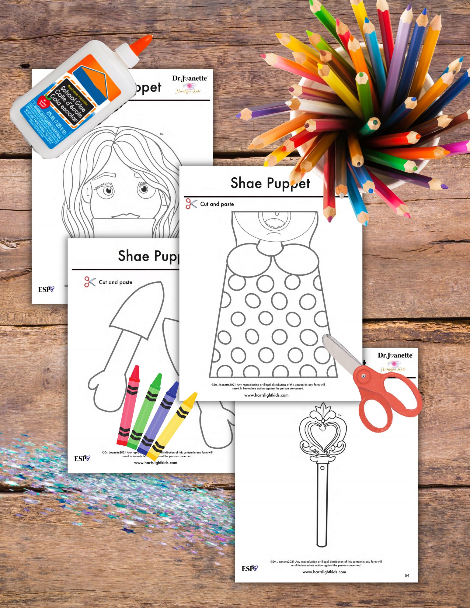 Girl Paper Bag Puppet, Shae printable Coloring Puppet Kit / Preschool ...