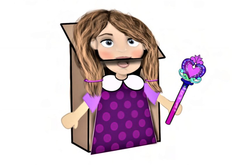 Girl Paper Bag Puppet, Shae printable Coloring Puppet Kit / Preschool ...
