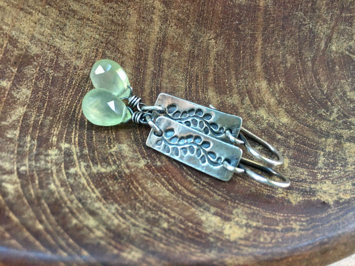 Prehnite Sterling Silver Branch Leaves Earrings N5 Leaf - Etsy
