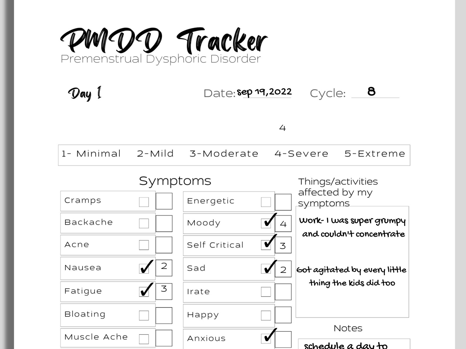 Premenstrual Dysphoric Disorder Mood & Symptom Tracker. A - Etsy