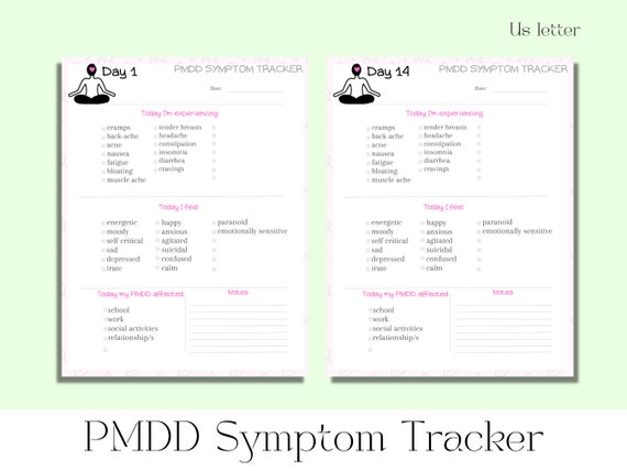 PMDD Symptom Tracker PMDD Chartpremenstrual Dysphoric - Etsy