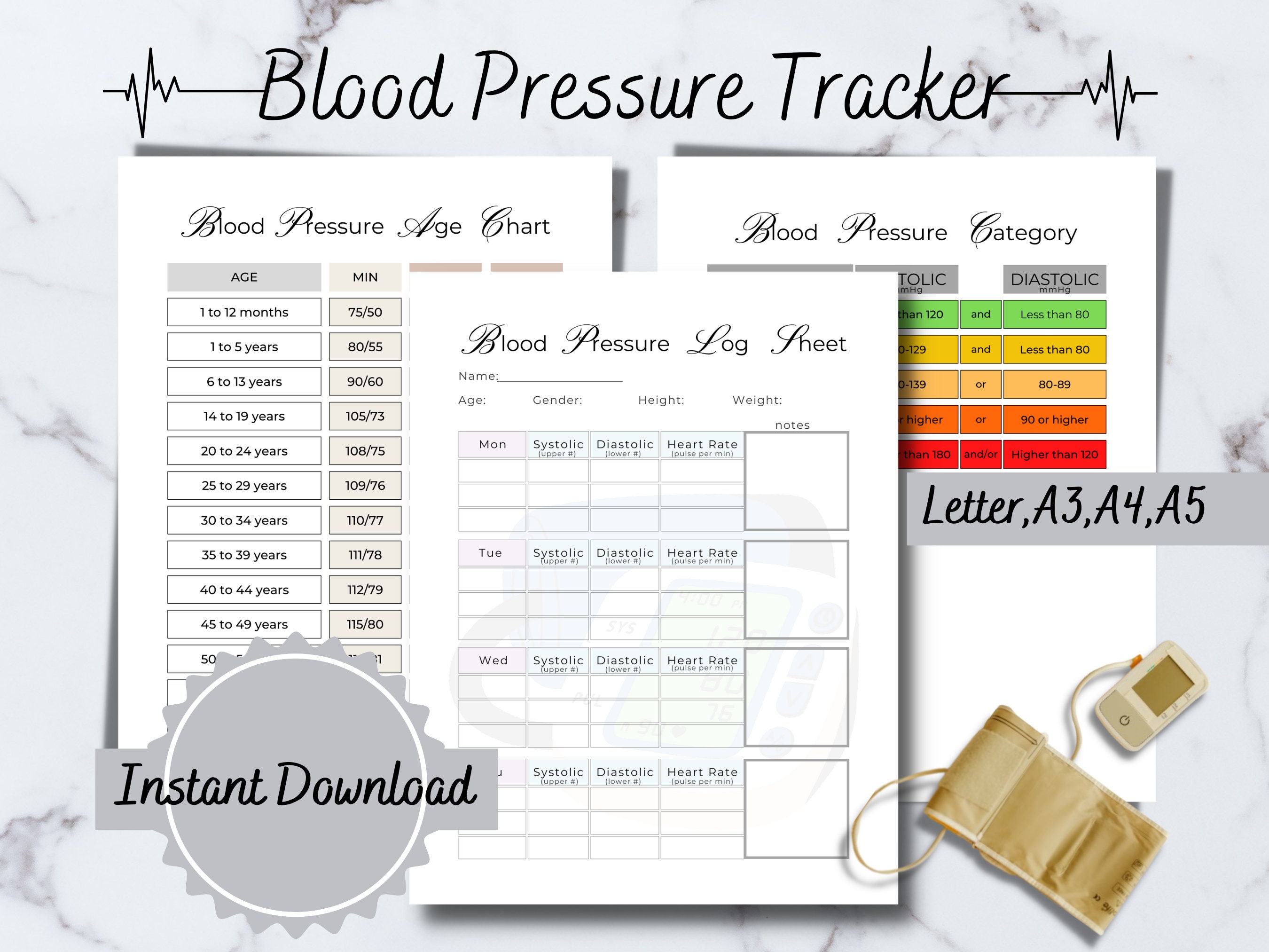 Blood Pressure Tracker, Printable Track Blood Pressure, Health Tracker ...