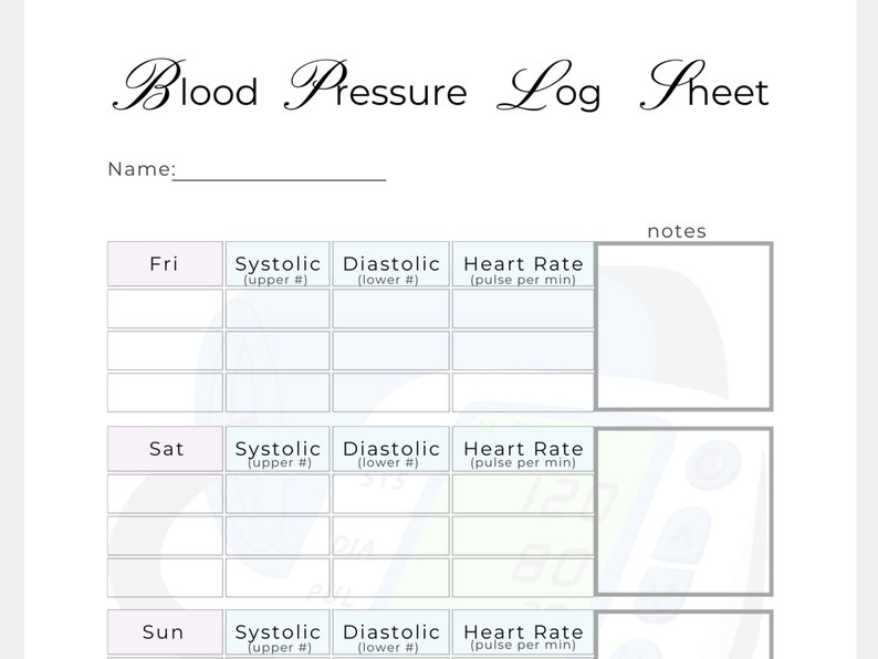Blood Pressure Tracker, Printable Track Blood Pressure, Health Tracker ...