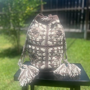 Granny Square Drawstring Bag / Crochet Drawstring Bag / Crochet Bag ...