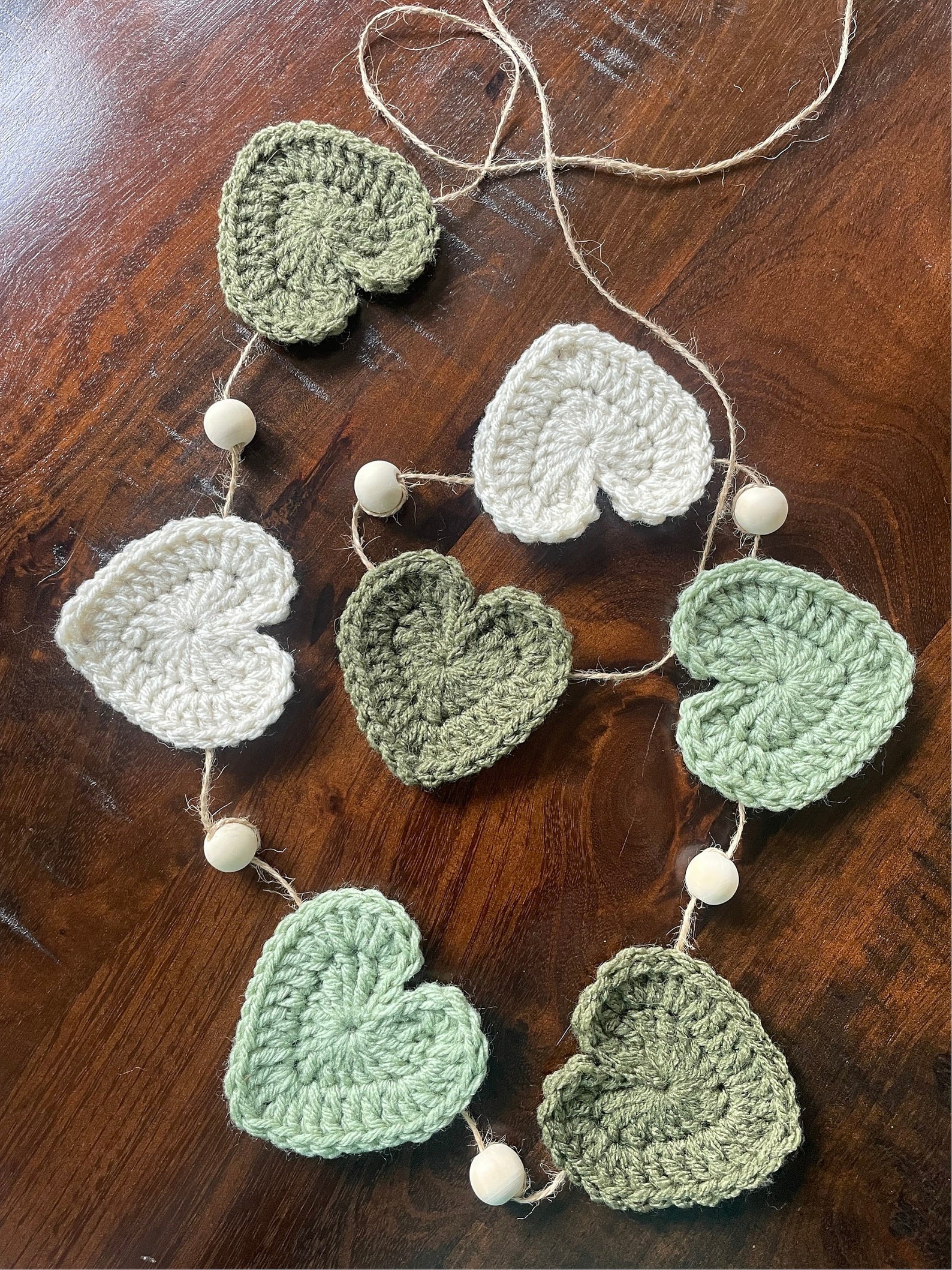 Crochet Heart Garland (7 Large Hearts) - Showers - Nursery - Weddings ...