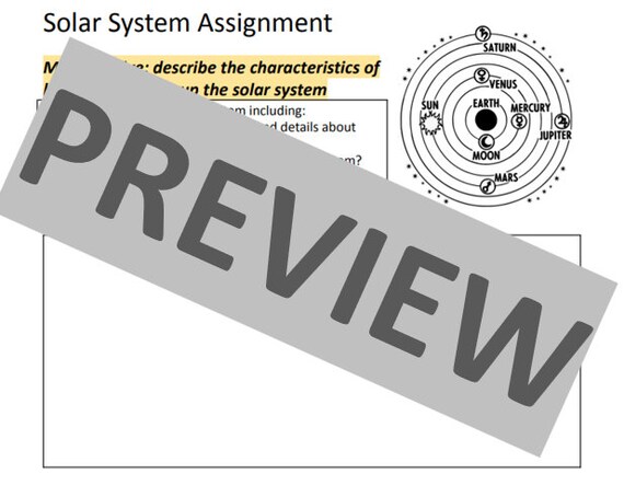 Solar System Assignment With Rubric | Etsy