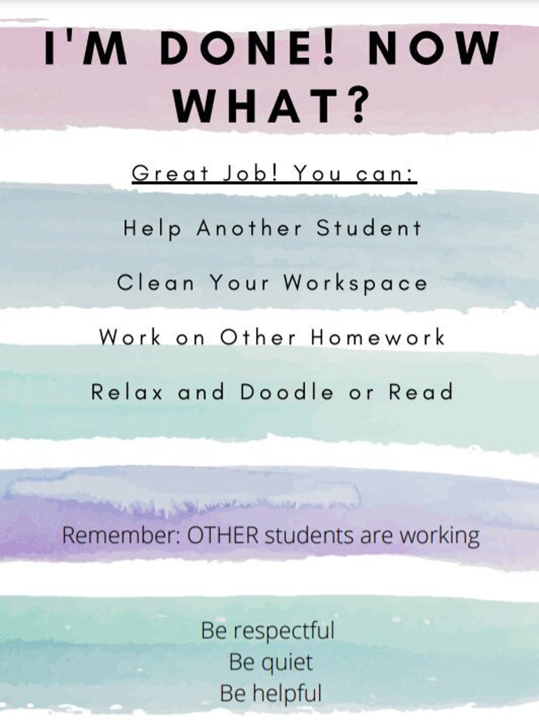 I'm Done Now What Classroom Poster - Etsy