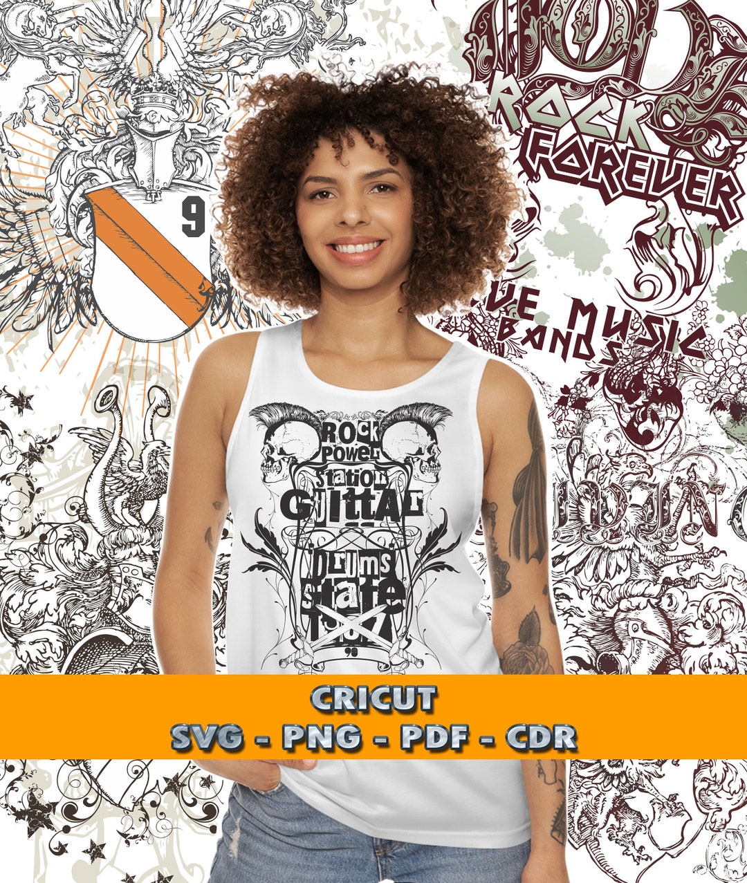 Rock and Roll Png, Punk Rock Svg, Paquete De Diseño Para Fiesta De Rock ...