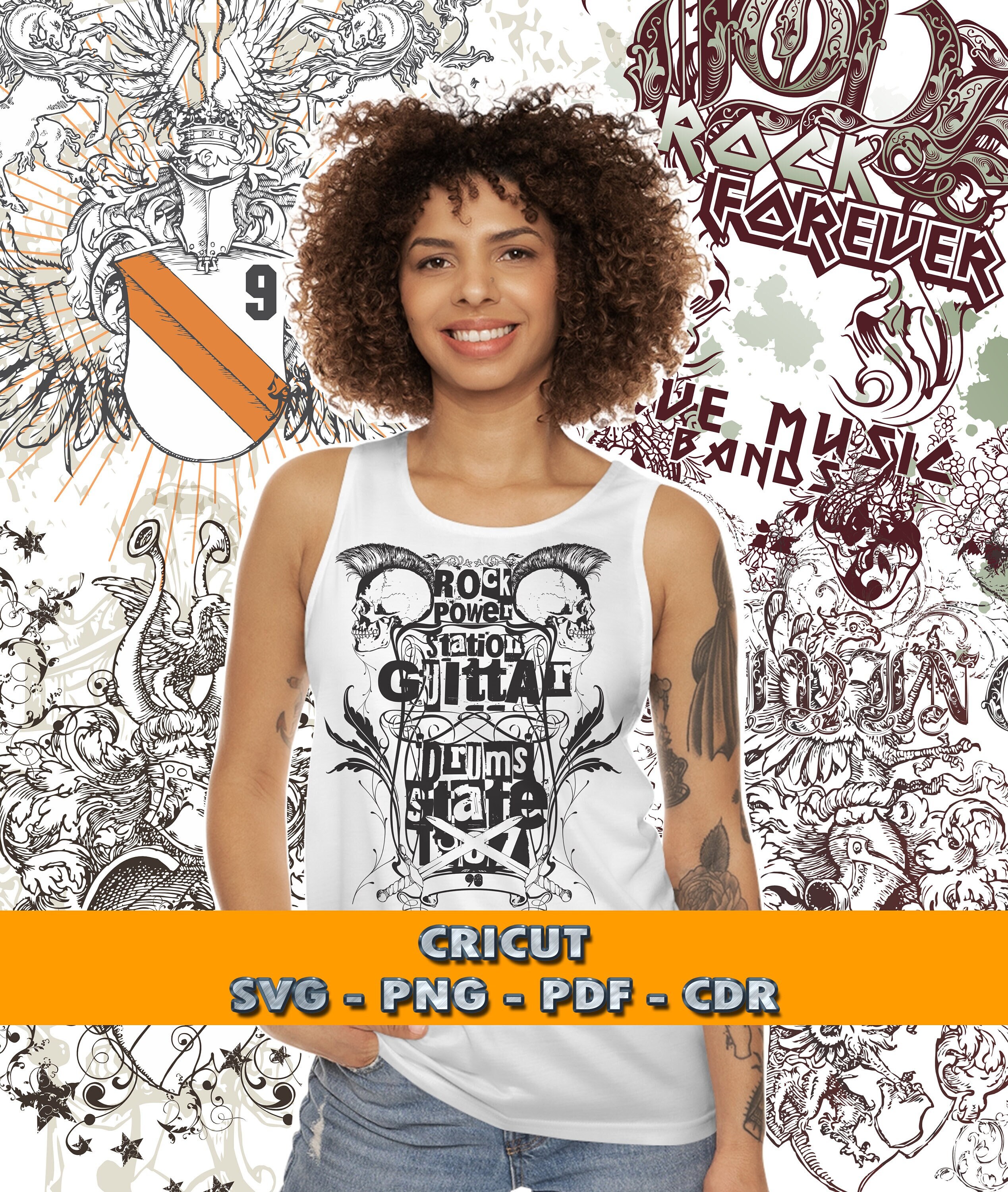 Rock and Roll Png, Punk Rock Svg, Paquete De Diseño Para Fiesta De Rock ...