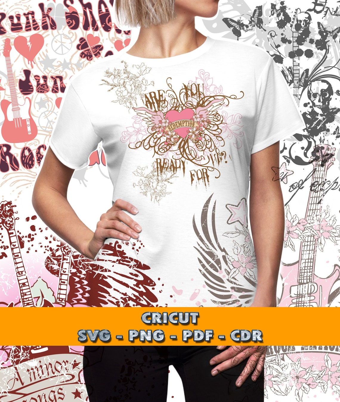 Rock and Roll Png Chica Rock Png, Musica Rock Svg, Butterfly Svg ...