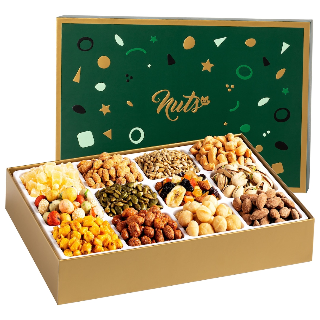 Gourmet Assorted Nuts Gift Basket – 12-variety Sweet & Salty Snack Box ...