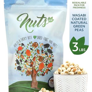 NUTS U.S. - Wasabi Coated Natural Green Peas, Crunchy & Spicy, No ...