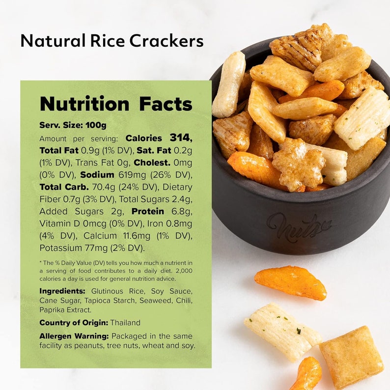 NUTS U.S - Oriental Rice Crackers, No Artificial Colors, Crunchy ...